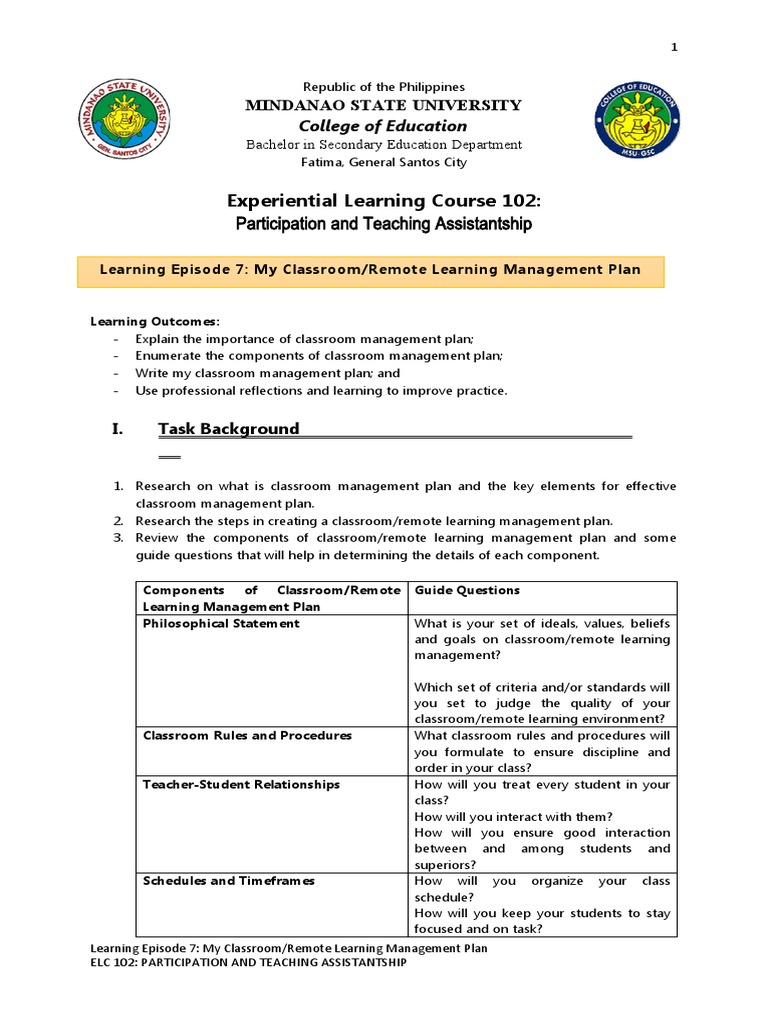 Classroom Management Plan Guide | PDF | Classroom Management | Learning