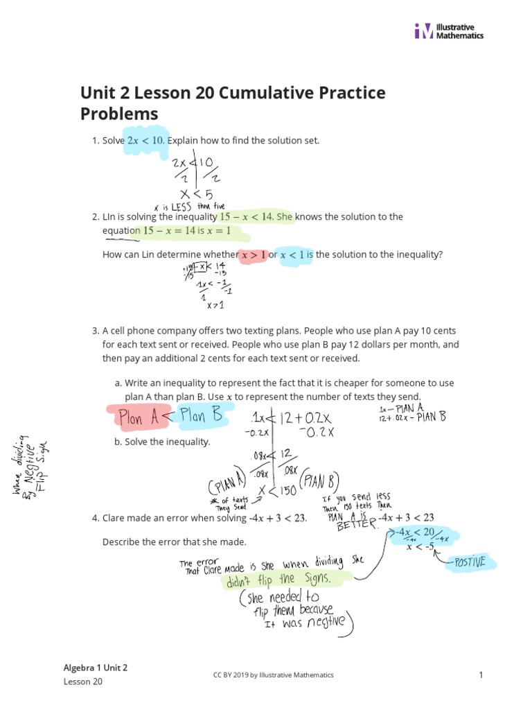 Kami Export VALERIA CASTRO Algebra1!2!20 Lesson Curated Practice Problem Set | PDF | Equations ...