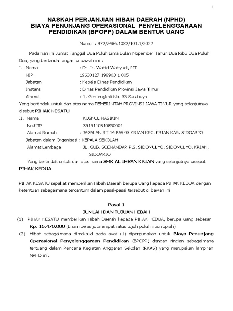 (SMK) NPHD Dan Pakta Integritas | PDF