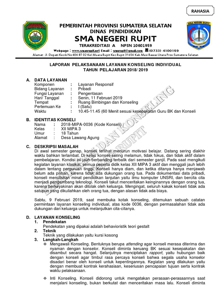 Laporan Konseling Individual | PDF