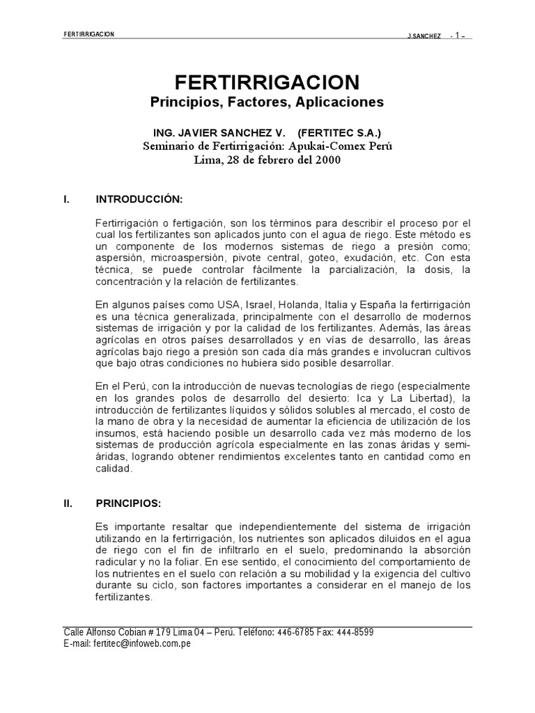 Factores Extrinsecos | PDF | Fertilizante | Riego