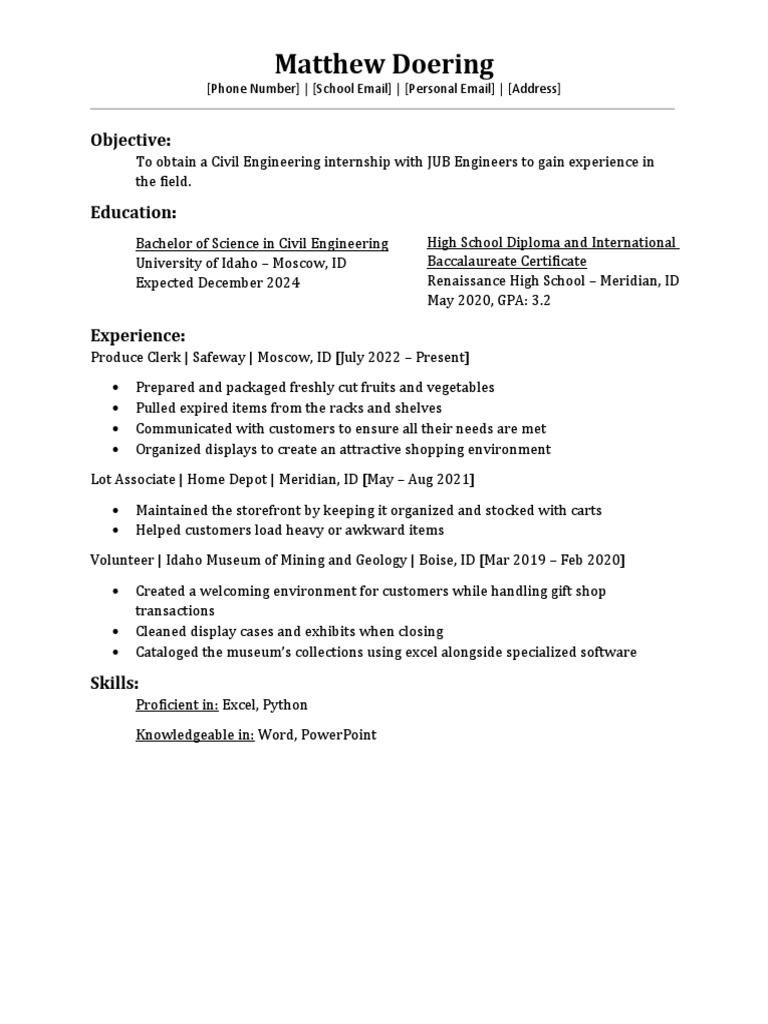 matthew 2023 resume | PDF