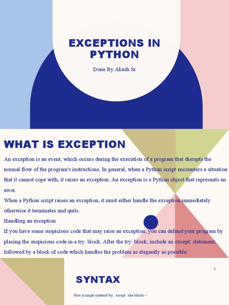 Exceptions in Python | PDF | Computing | Programming Paradigms Exceptions in Python | PDF | Computing | Programming Paradigms