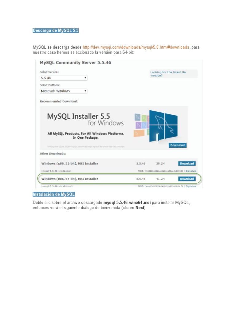 1.Instalación MYSQL | PDF