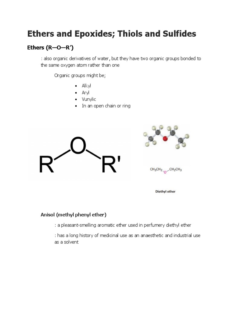 Ethers and Epoxides Thiols and Sulfides | PDF | Ether | Thiol
