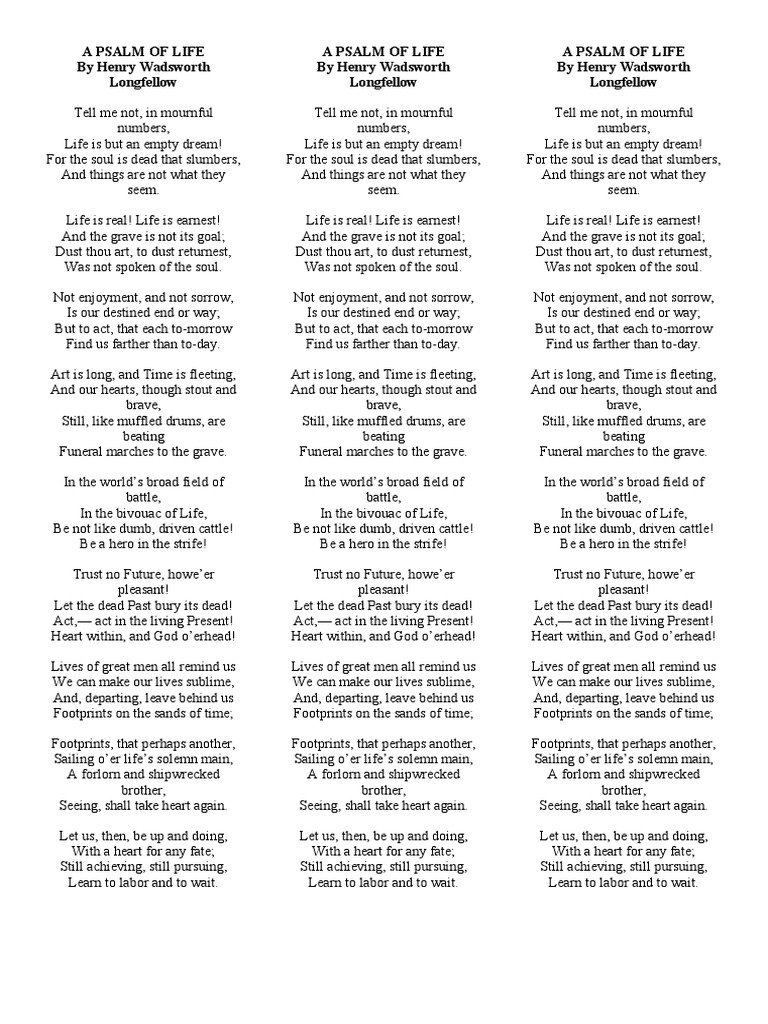 A Psalm of Life | PDF | Poetry | Works Of Uncertain Authorship