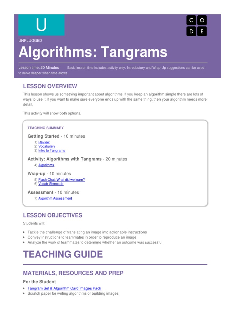 Algorithm Tangram | PDF | Algorithms | Cognition