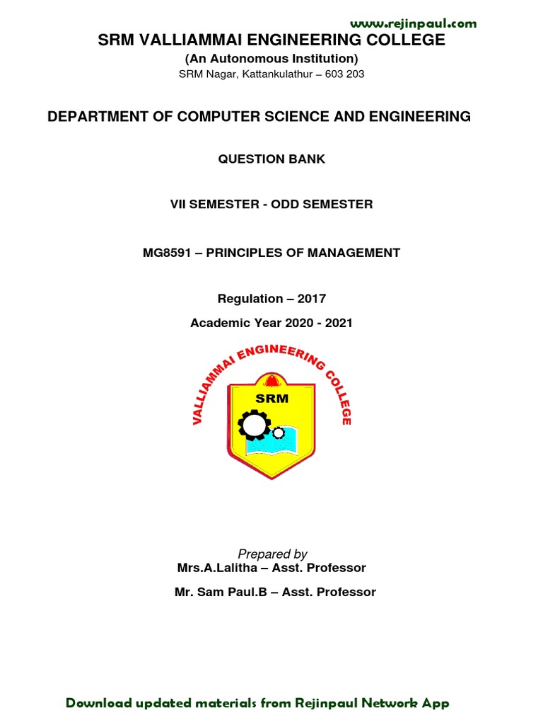 MG8591-Principles of Management | PDF | Strategic Management | Decision Making