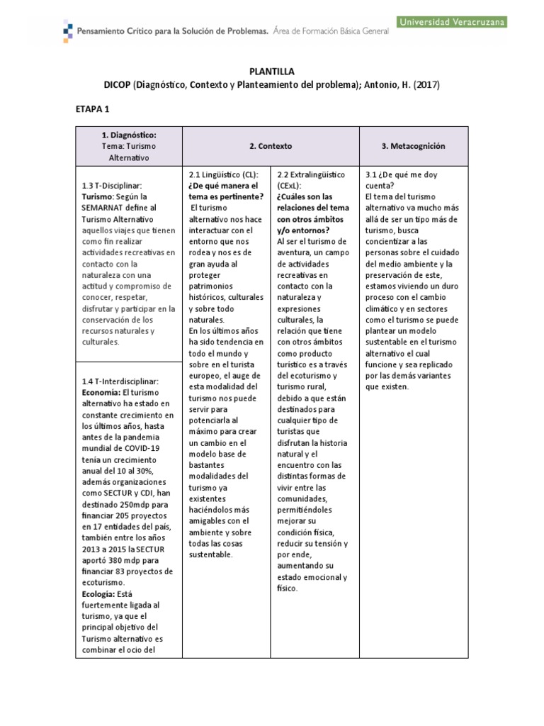 Act06. Plantilla DICOP EQUIPO | PDF | Turismo