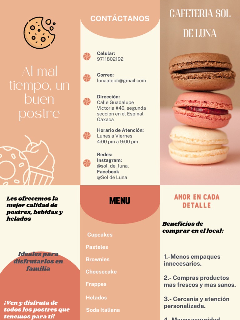 Tríptico Pastelería Moderno Naranja | PDF