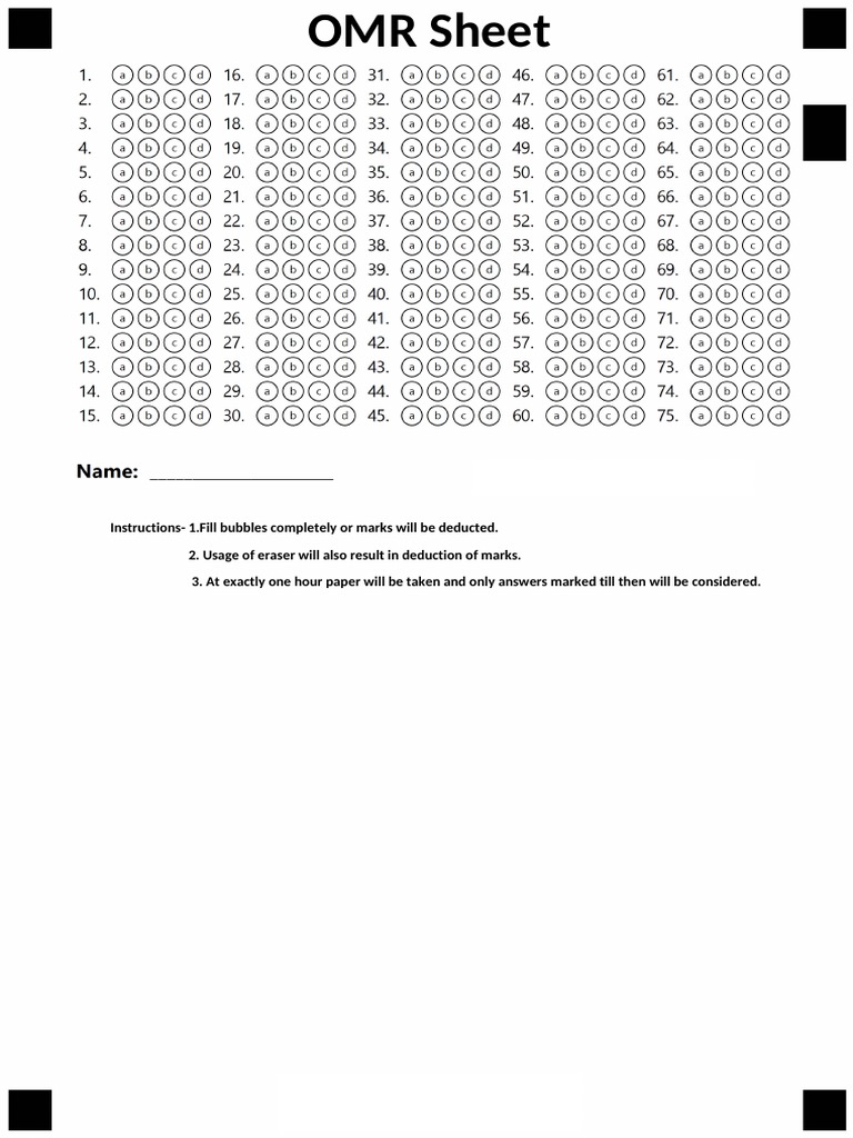 75 Questions OMR Sheet | PDF