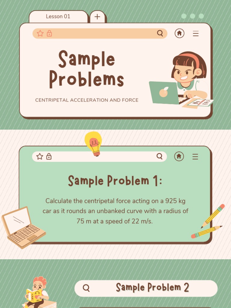 Sample Problems Centripetal Acceleration and Force | PDF