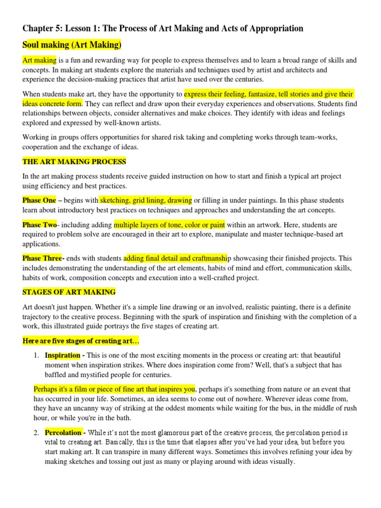 Chapter 5 Lesson 1 Soul Making Art Making | PDF | Curiosity | Drawing