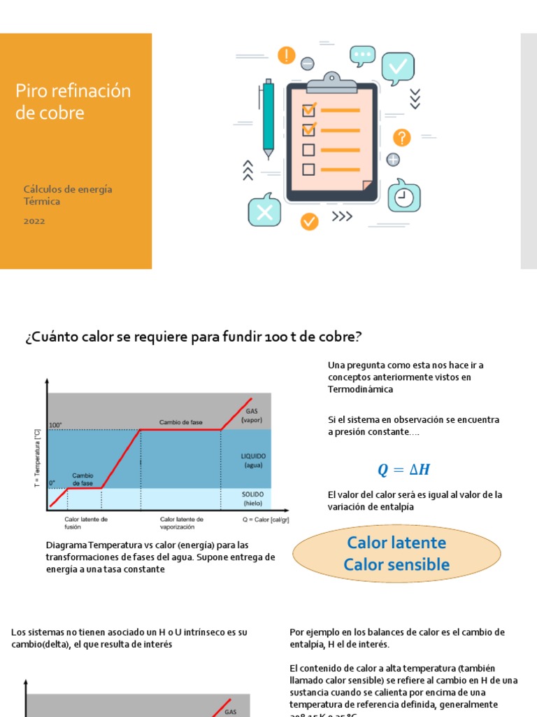 Clase N°13 Ref a fuego del cobre_cálculos de energía.pptx | PDF | Calor | Temperatura