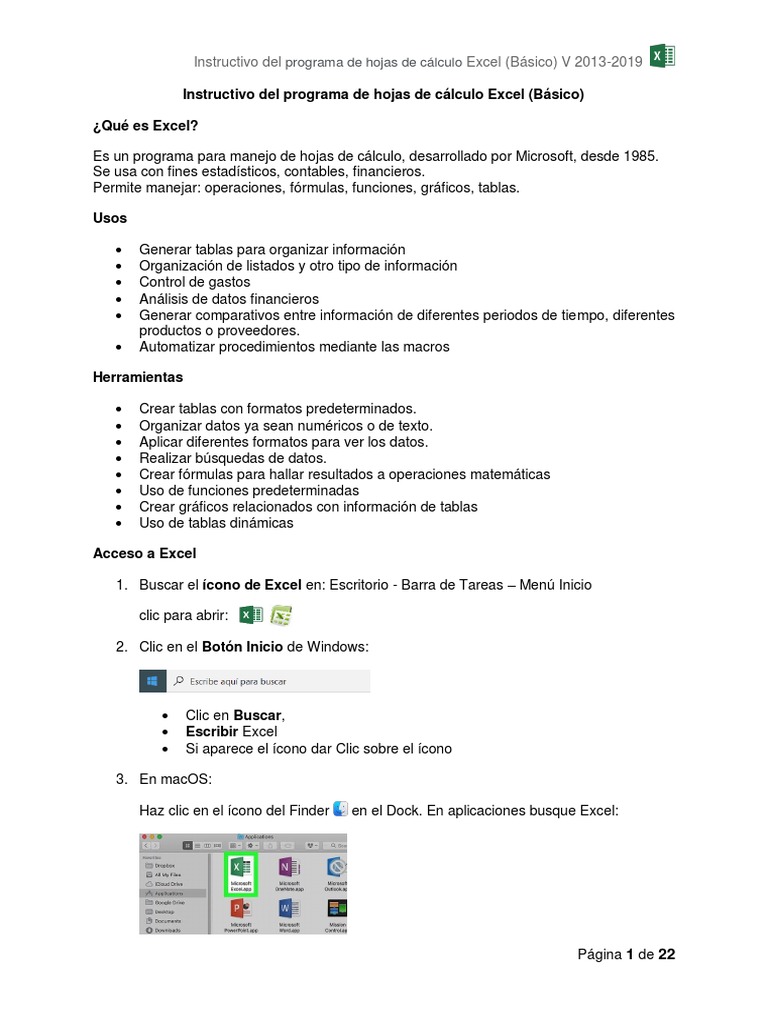 Instructivo Excel (Básico) v2 | PDF | Microsoft Excel | Hoja de cálculo