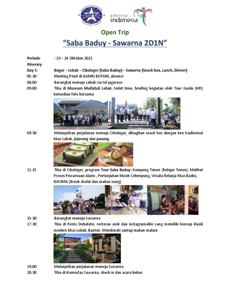 Open Trip Saba Baduy-Sawarna 2D1N | PDF