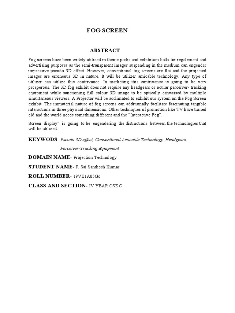 P.santhosh-Fog Screen | PDF