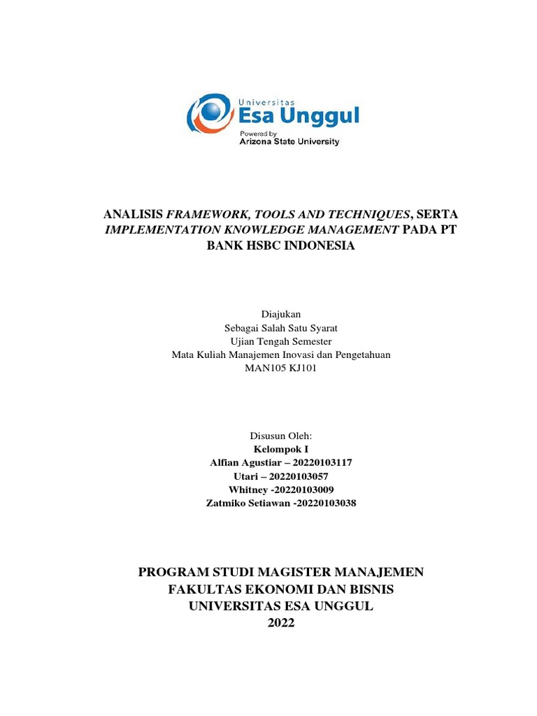 Tugas Manajemen Inovasi - Kelompok 1 - FINAL | PDF | Karier & Perkembangan | Bisnis