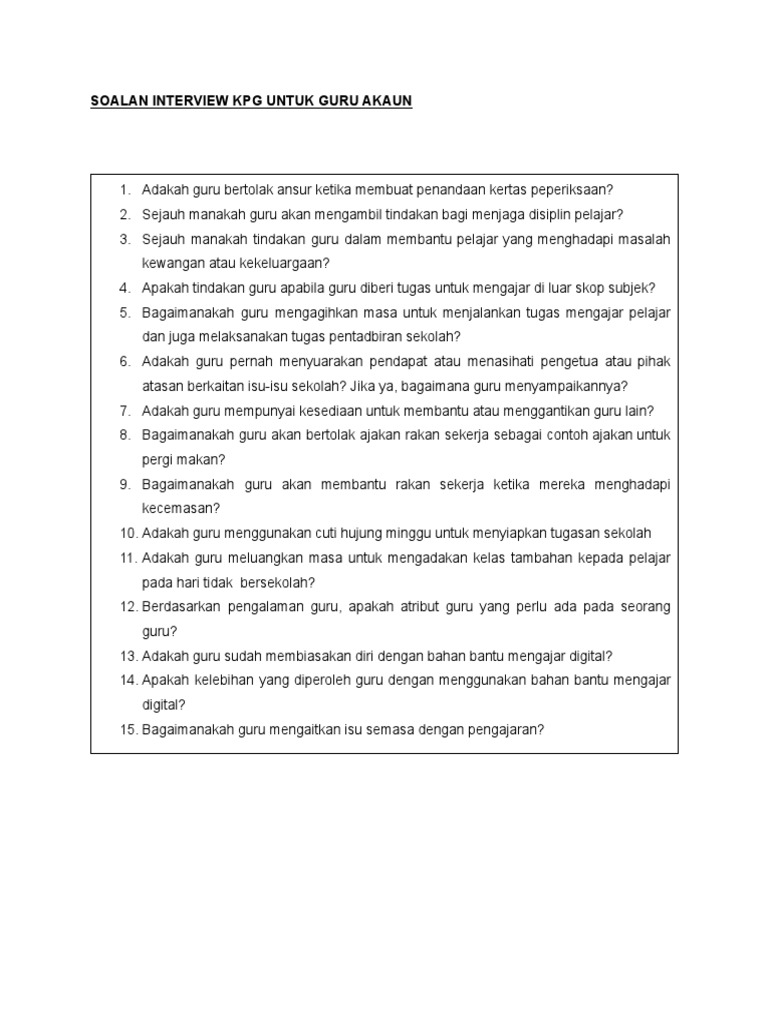 Soalan Interview | PDF