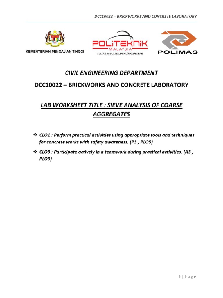 Report Politeknik Concrete Sieve Analysis of Coarse Aggregates | PDF ...