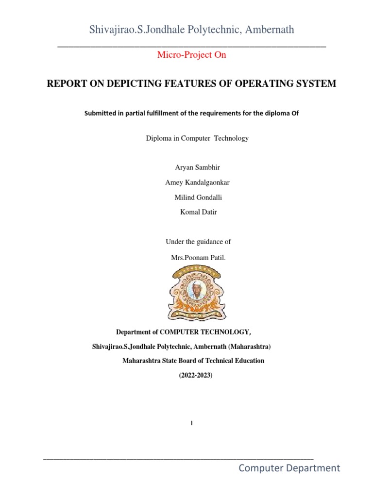 O Sy Micro Project | PDF | Operating System | Shell (Computing)
