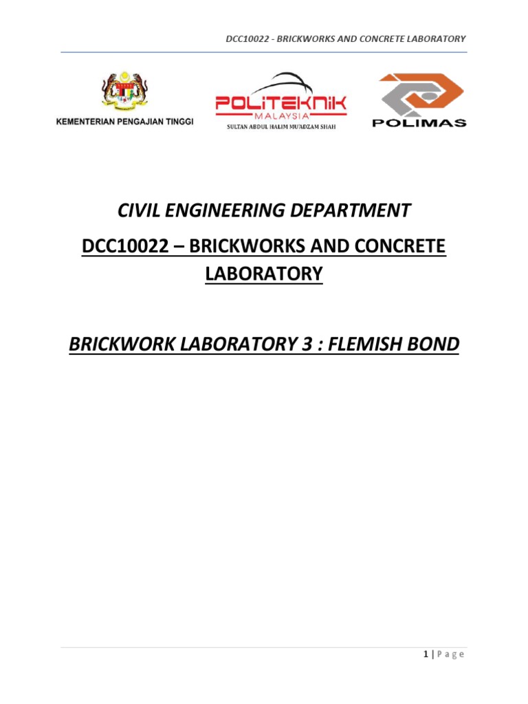 Report Politeknik Brickwork Flemish Bond | PDF | Brick | Materials