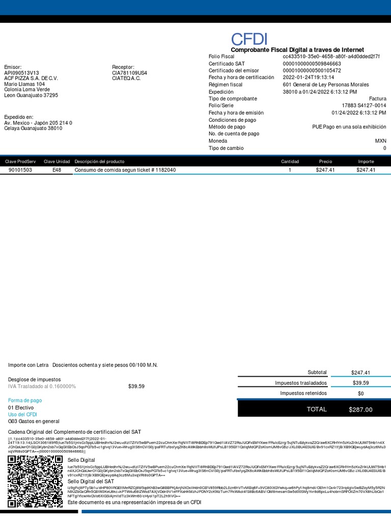 Comprobante Fiscal Digital A Traves de Internet | PDF | Contabilidad ...