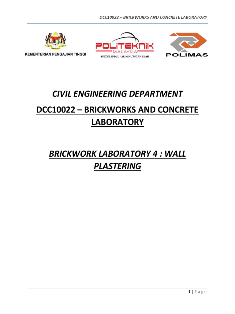 Report Politeknik Brickwork Wall Plastering | PDF