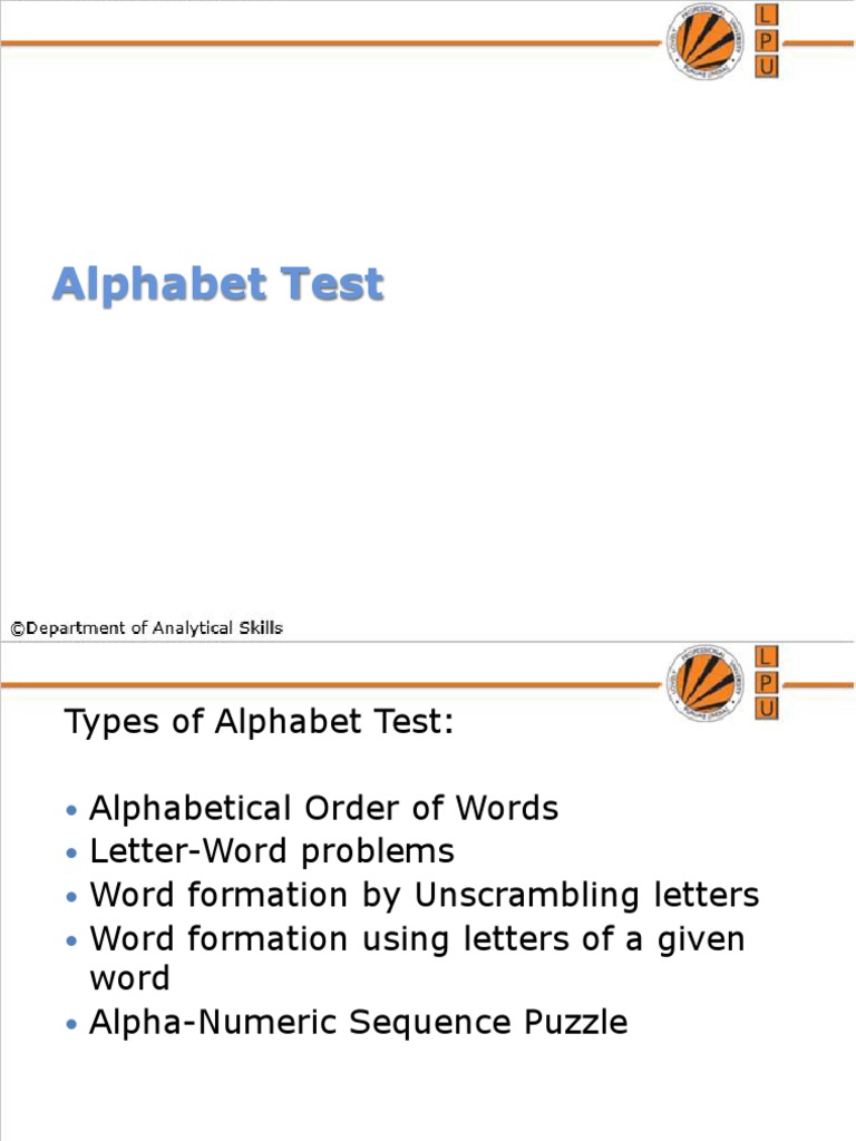 Alphabet Test | PDF | Writing | Human Communication