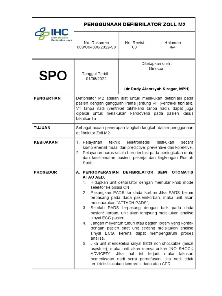 Penggunaan Defibrilator Zoll M2 | PDF