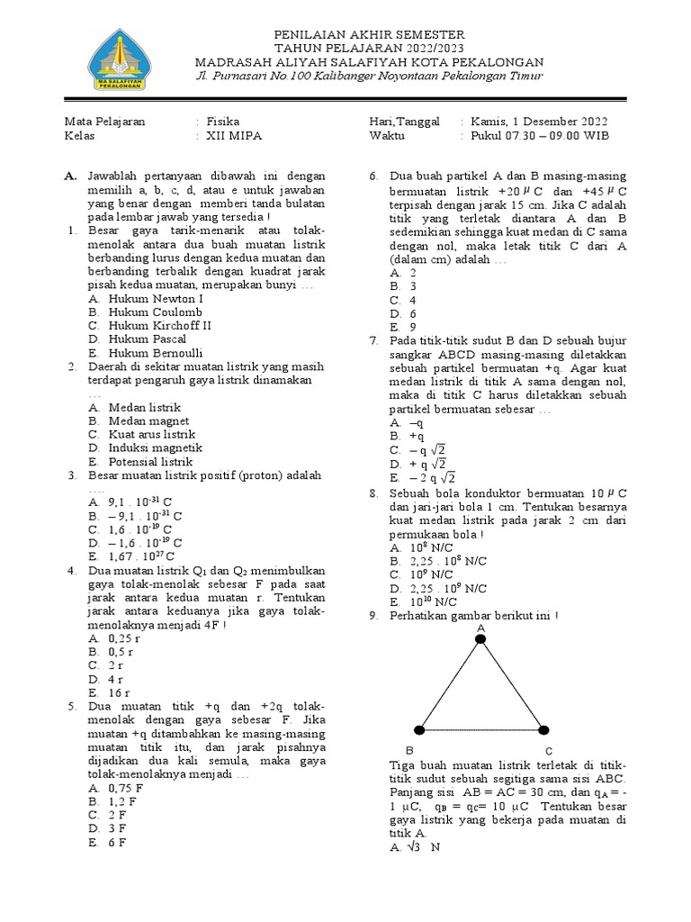 Soal PAS Fisika XII MIPA Yes | PDF