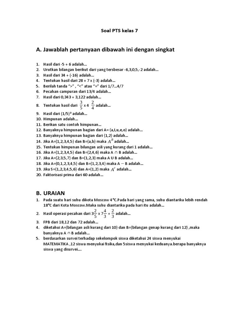 Soal PTS 2022 SMT.1 | PDF