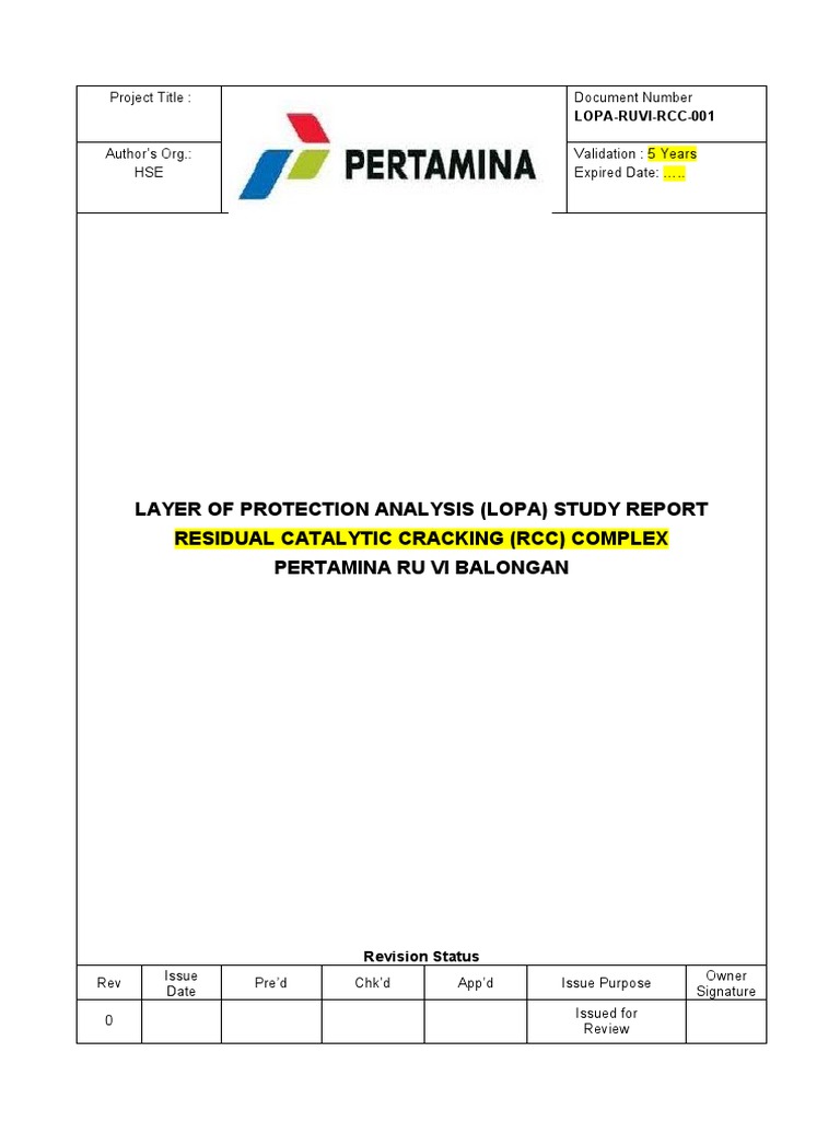 LOPA Study Report for RCC Complex | PDF
