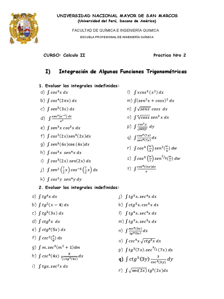 Práctica 2 2022-II | PDF | Integral | Funciones y mapeos
