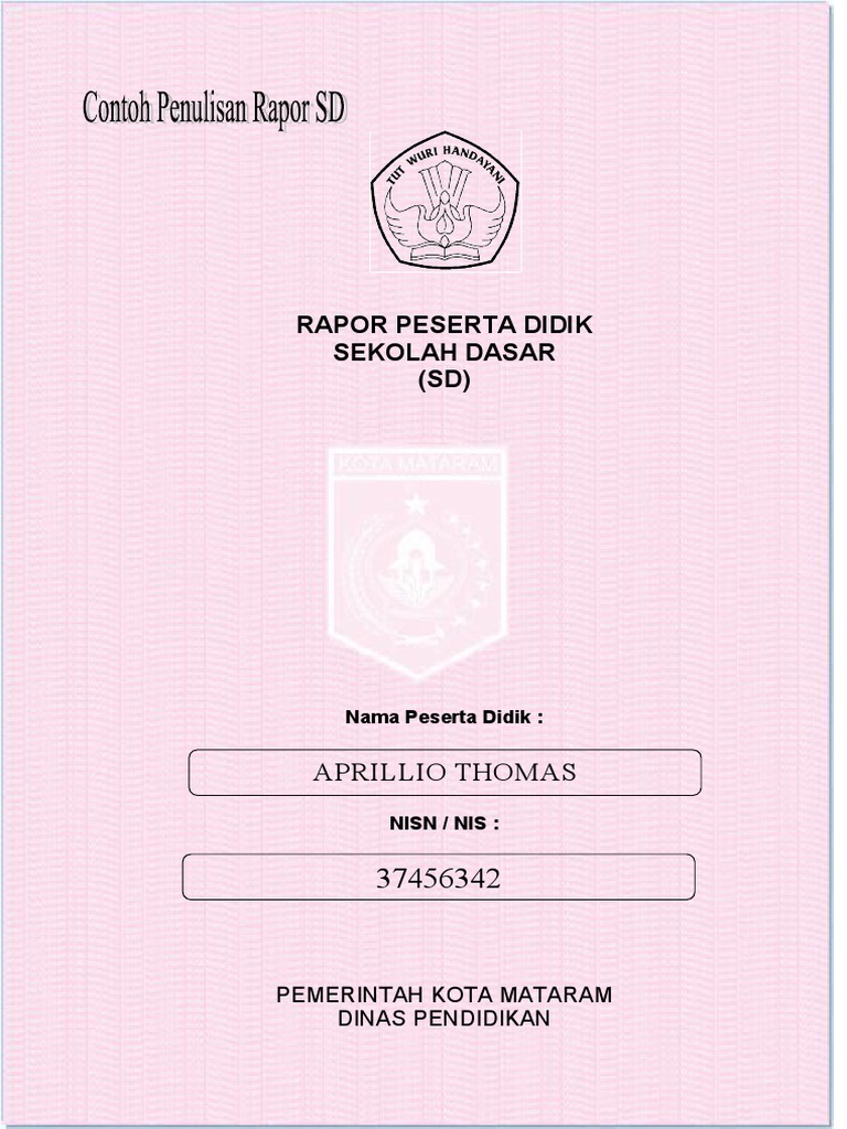 Contoh Isi Rapor SD 2022 | PDF