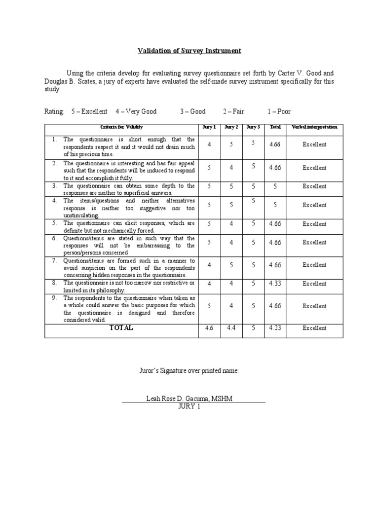 Validation of Survey Instrument | PDF | Questionnaire