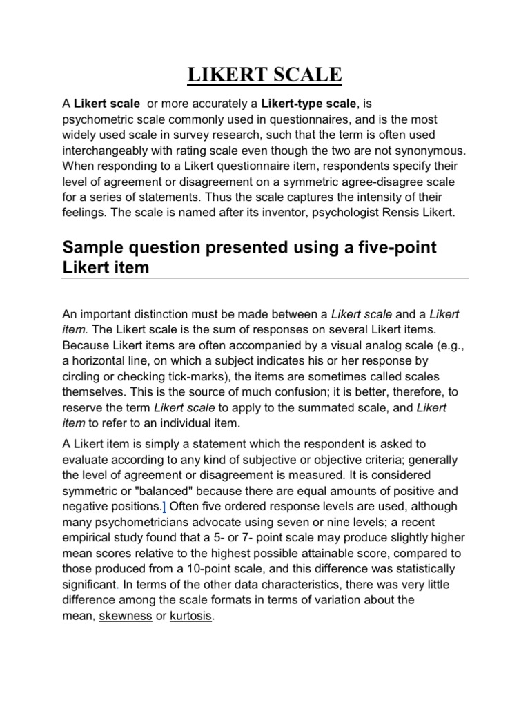 Likert Scale | PDF | Likert Scale | Psychological Testing