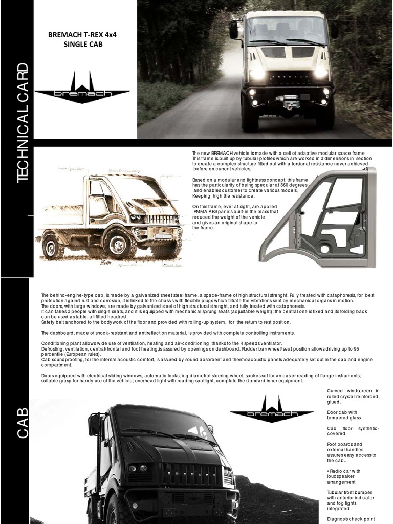 BREMACH T-REX 4x4 Specifications Guide | PDF | Transmission (Mechanics ...
