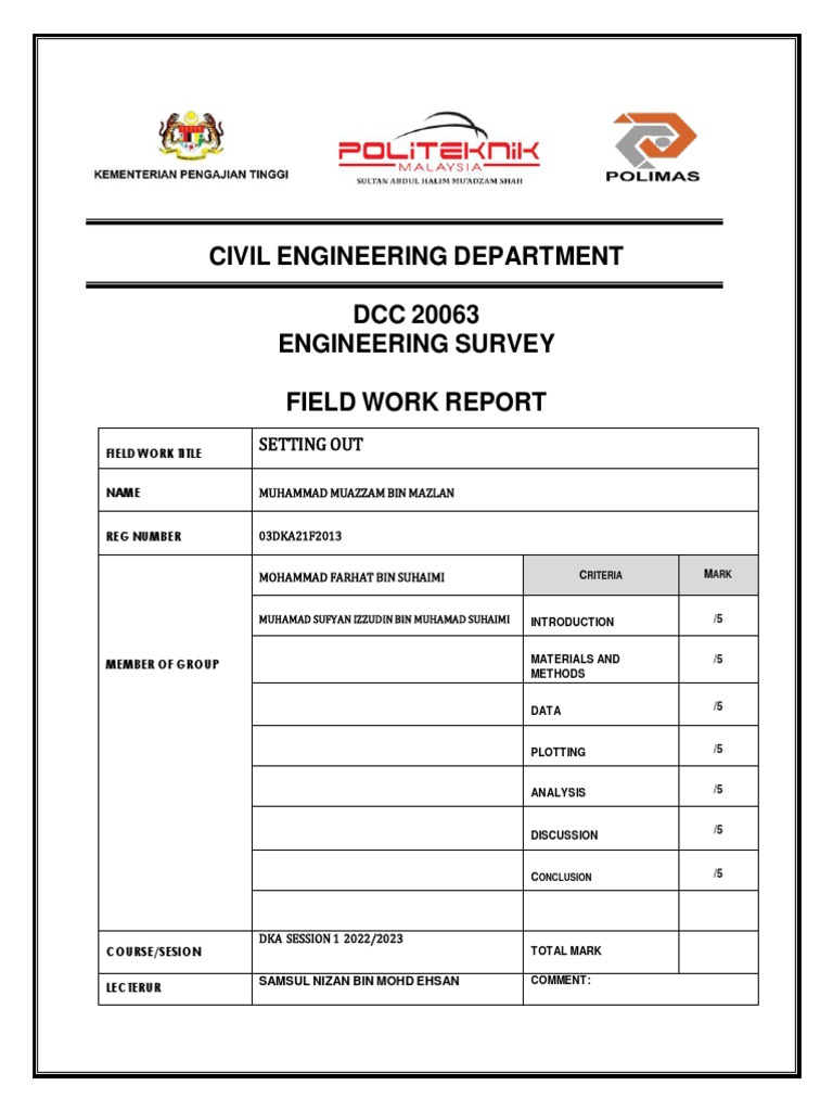 Report Survey Setting Out Civil Engineering | PDF