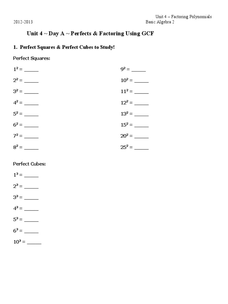 Algebra 2 Assignment in Factoring | PDF | Factorization | Numerical Analysis