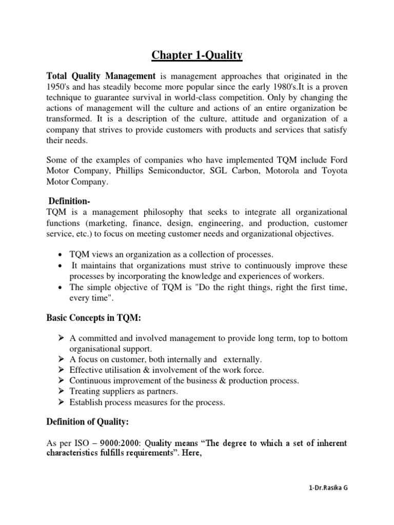 Chapter 1 Quality Pdf Project Management Audit