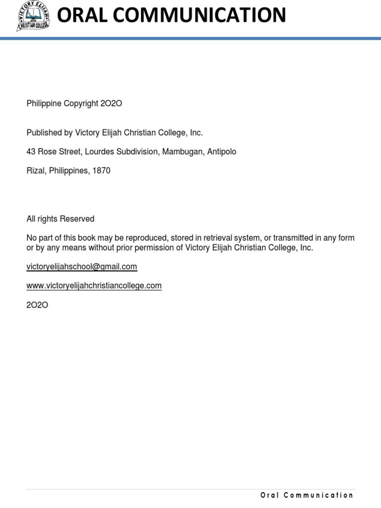 1 Oral Communication - Final | PDF | Communication | Nonverbal ...