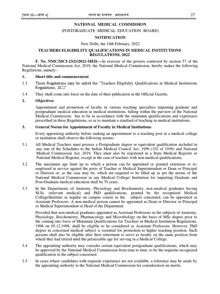 Teachers Eligibility Qualifications | PDF | Doctor Of Medicine ...