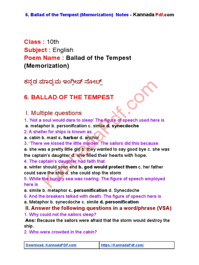 Ballad of The Tempest (Memorization) | PDF | Sea | Storms