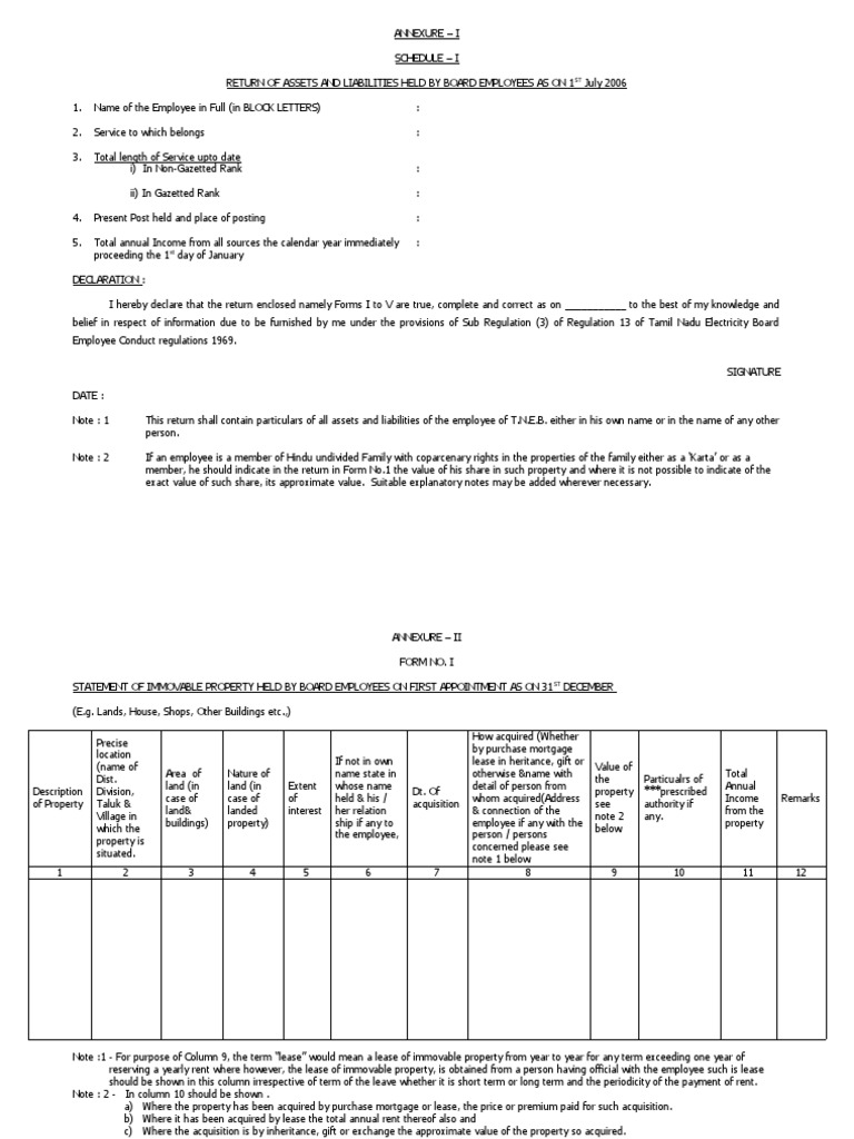 Property Statement for TN Board Employees | PDF | Insurance | Life ...