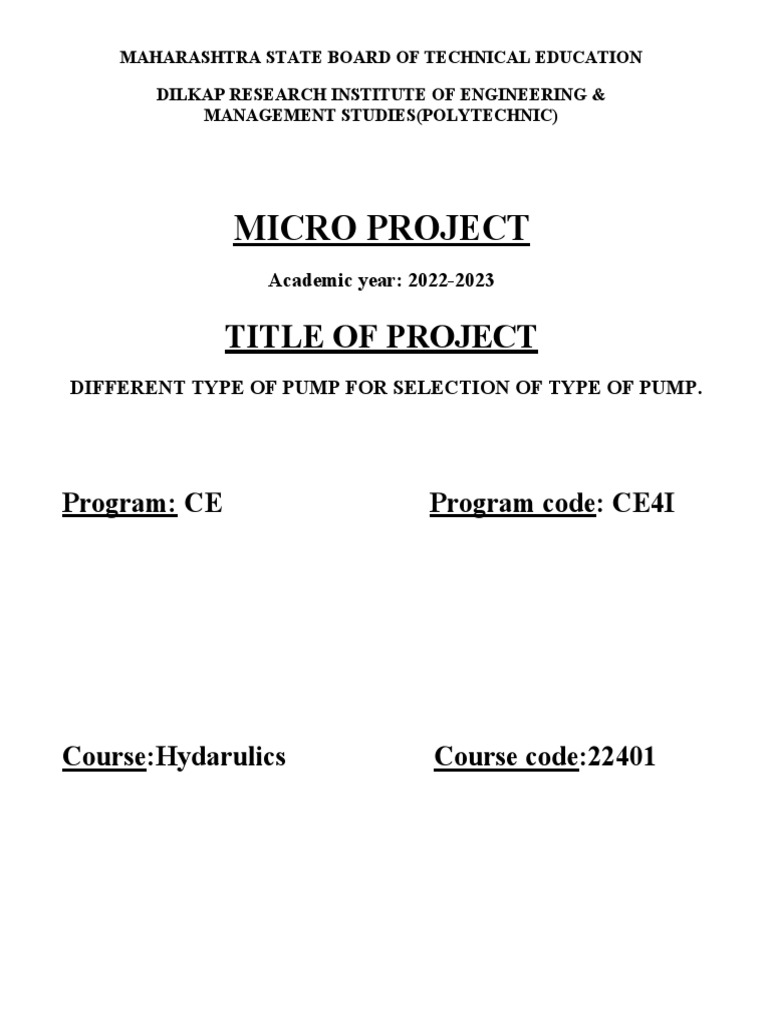 Hydraulics Microproject | PDF | Pump | Mechanical Engineering