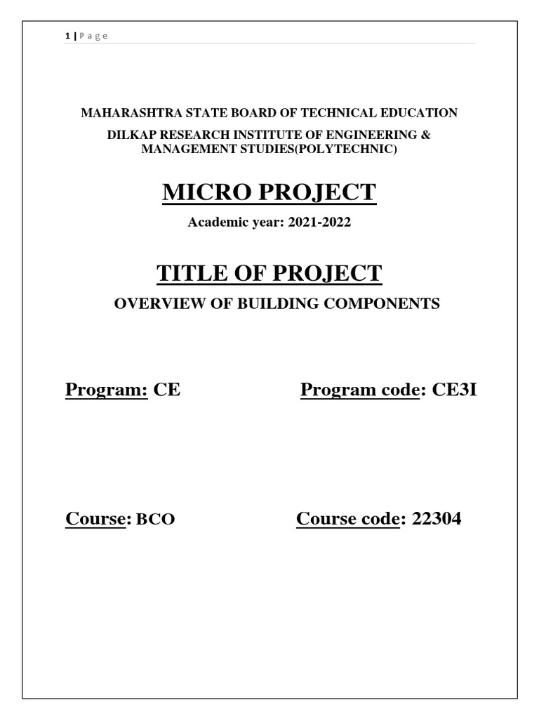 BCO Micro Project Akash Chourasia | PDF | Roof | Concrete