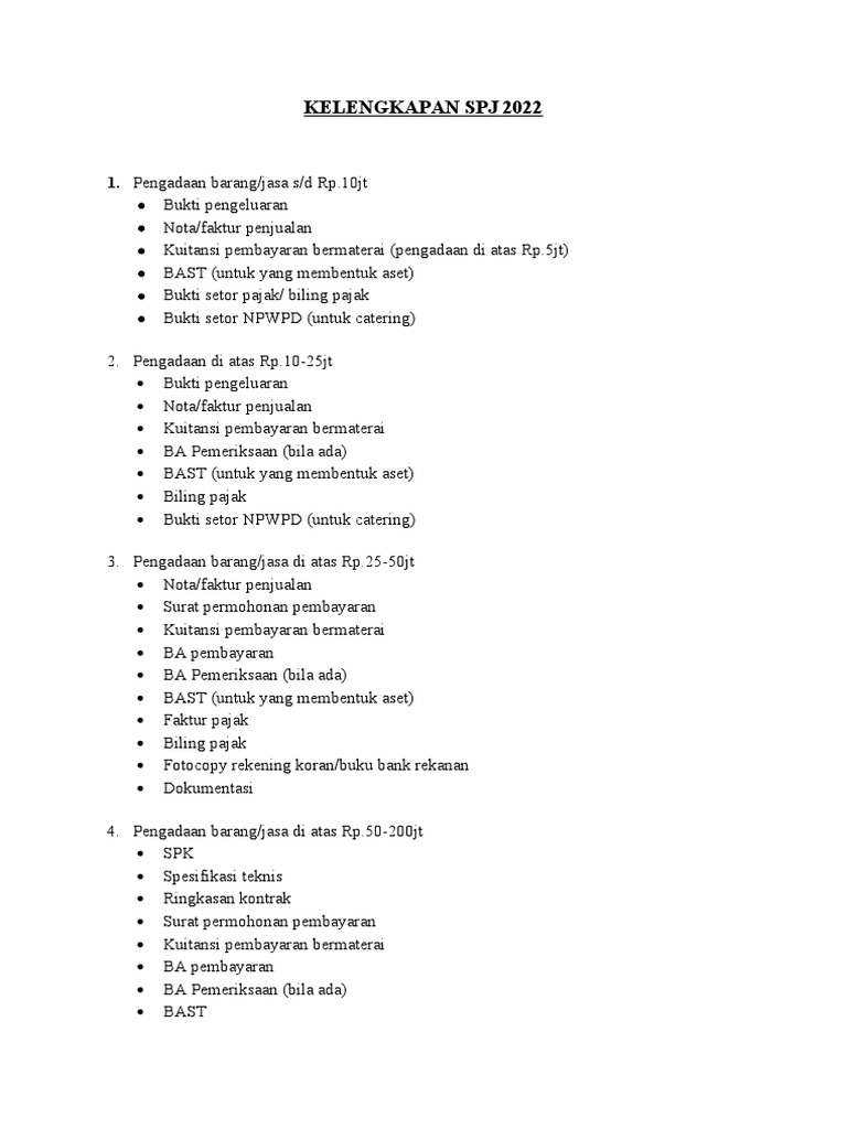 Kelengkapan SPJ 2022 | PDF