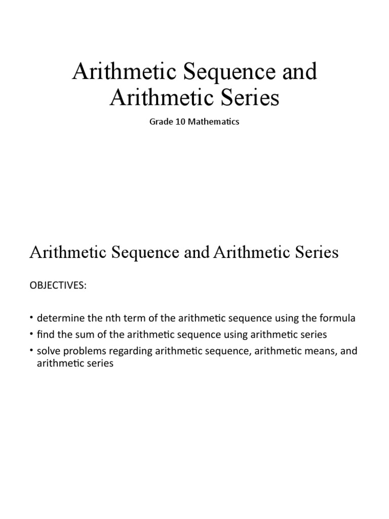 Grade 10 Arithmetic Sequences | PDF