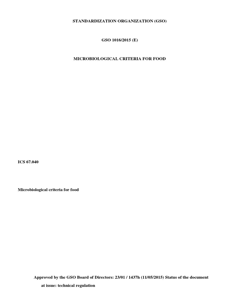 GSO 1016/2015 Microbiological Standards | PDF | Foods | Fruit Preserves